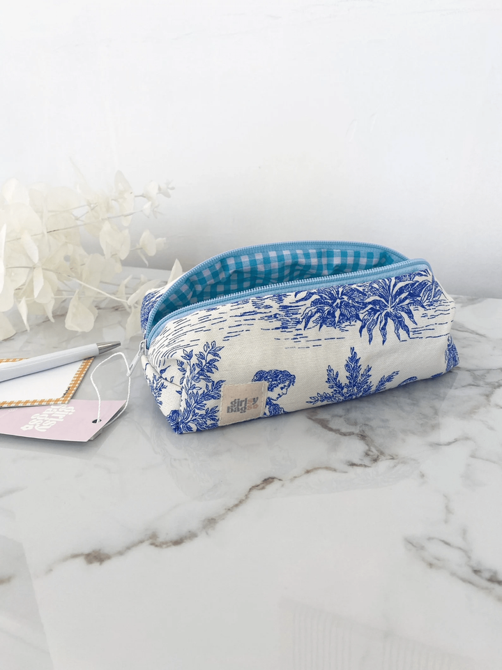 Blue Pencil Case - Quilted Pencil Case - Small Pencil Case Blue Pencil ...