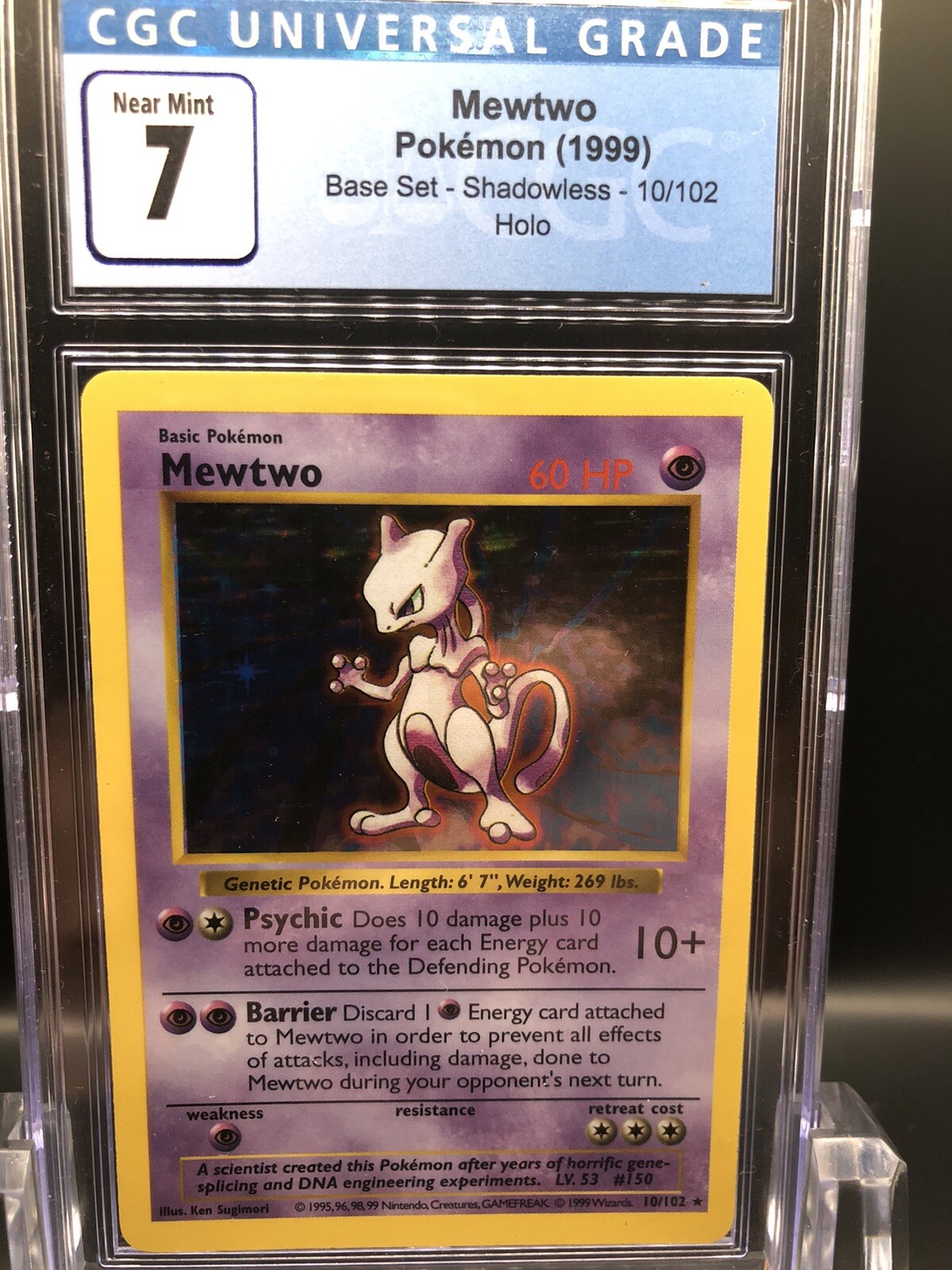 Pokémon Base Set Shadowless Mewtwo Holo 10/102 CGC 7 - NM | eBay