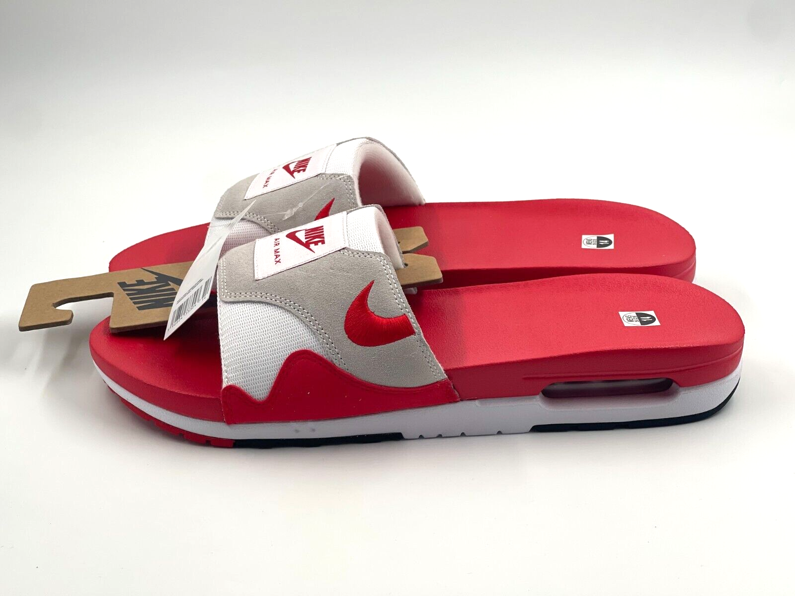 Size 14 - NEW Nike Air Max 1 Slides Slippers White University Red ...