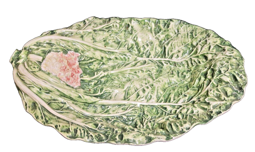 Italian Cabbage Leaf Floral Serving Platter Entertain Retro Handmade ...