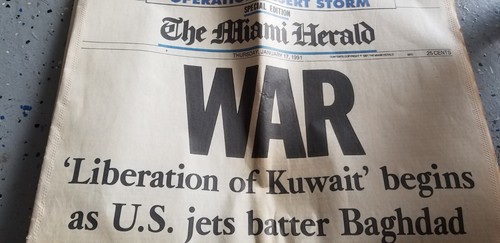 Miami Herald Desert Storm Headline January 17 1991-RARE! L@@K! | eBay