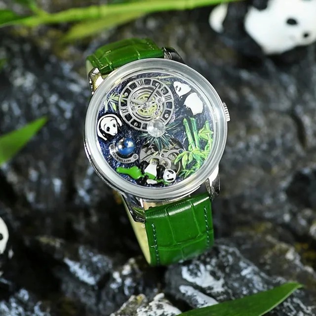 2025 Luxury Panda Series Rotating Crystal Ball Mechanical Men’s Watch ...