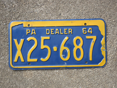 1964 Pennsylvania Dealer License Plate PA Penna Ford Chevrolet Chevy X ...