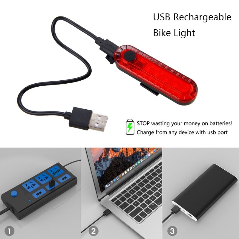 2Set LED USB Mountain Bike Lights Bicycle Torch Front+Rear Lamp Kit ...