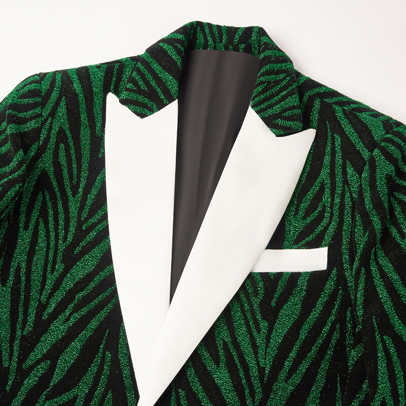 Men Zebra Stripe Lurex Jacket Suit Blazer Fancy Dress Showman Costume ...