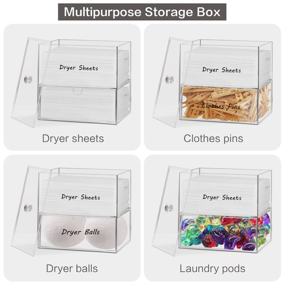 Dryer Sheet Holder Dispenser Acrylic Dryer Sheet Container Box For ...