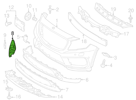 MB GLA X156 Front Bumper Fog Light Grille Bezel Left A15688081002A17 ...