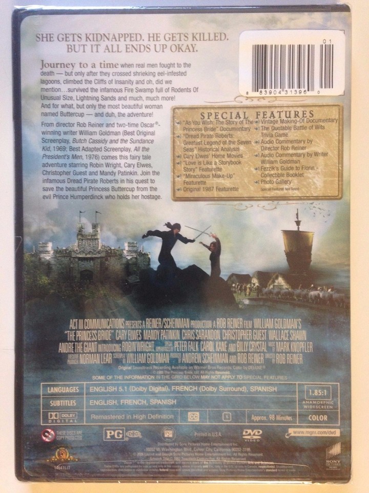 Princess Bride (DVD, 2006, Dread Pirate Edition) (NEW)Cary Elwes, Robin ...