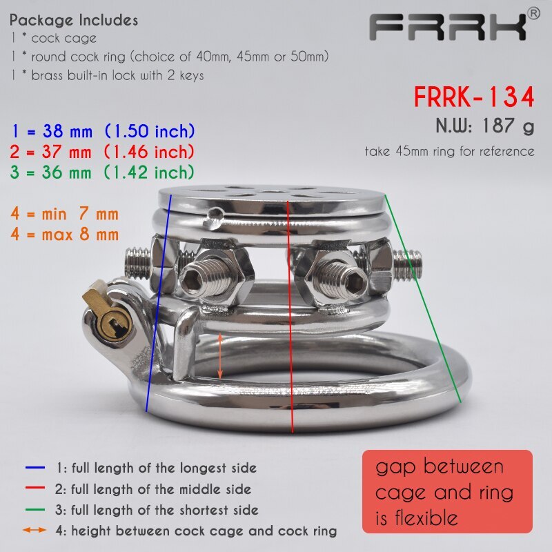 New Spiked Chastity Belt Flat Cage Lock Shackle Couple Screw Sissy ...