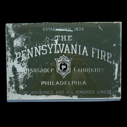 Vintage Pennsylvania Fire Insurance Reverse Painted Glass Advertising ...