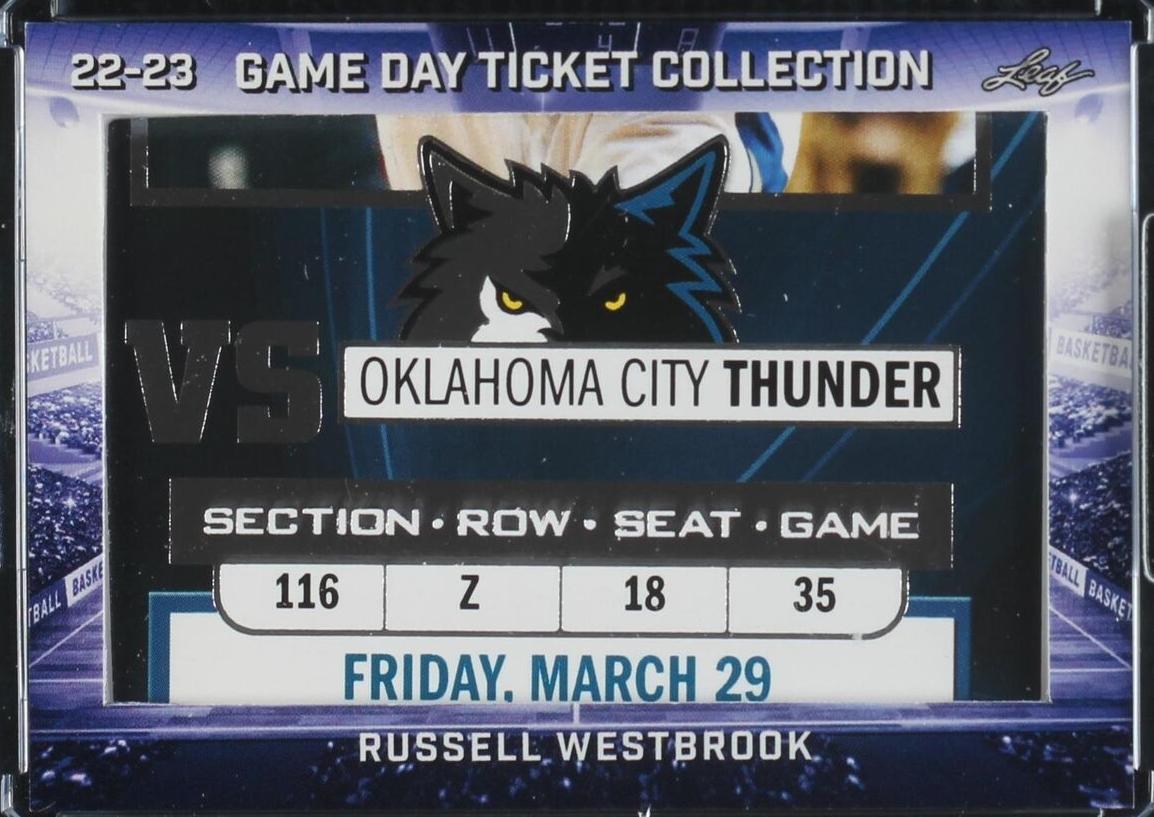 2022-23 Leaf Game Day Ticket Collection - Russell Westbrook #TC-80 (MEM ...