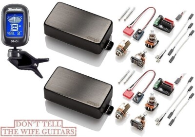 EMG 81 + 60 BRUSHED BLACK CHROME HUMBUCKER SET SHORT SHAFT POTS ...