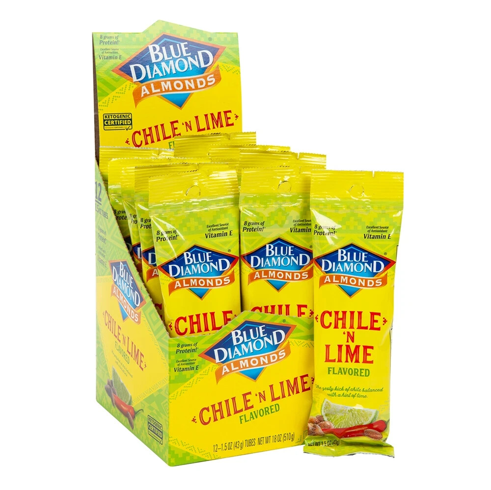 Blue Diamond Chile N Lime Flavored Almonds, 1.5 Ounce, 12 Per Box 05/ ...