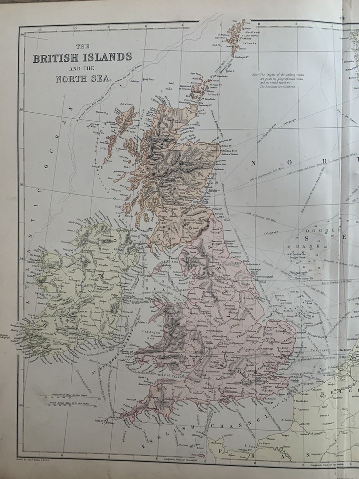 1882 BRITISH ISLES ORIGINAL ANTIQUE COLOUR MAP BY W.G. BLACKIE 138 ...