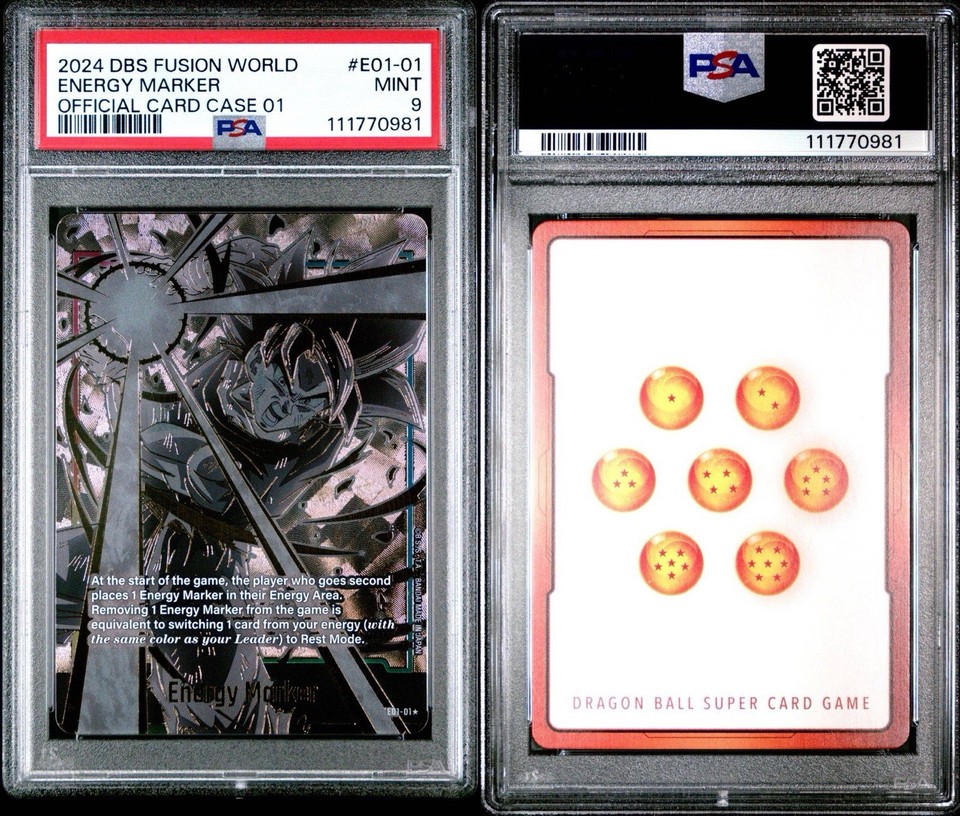 PSA 9 ENGLISH GOKU ENERGY MARKER E01-01 DRAGON BALL FUSION WORLD CARD ALT ART | eBay