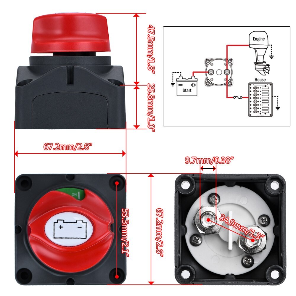 12V-48V Battery Disconnect Switch Isolator Selector for Marine Boat Car ...