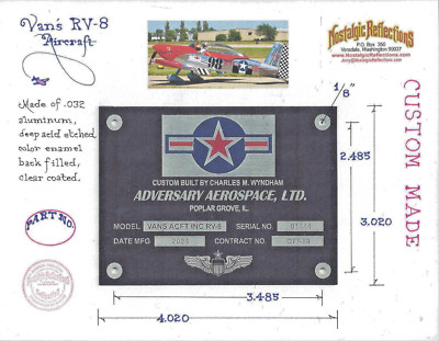 Aircraft Data Plate CUSTOM MADE to your needs | eBay
