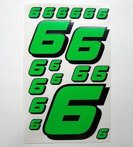 Racing Numbers 6 Decal Sticker Sheet Pack FL Green Black 1/8 1/10 RC ...