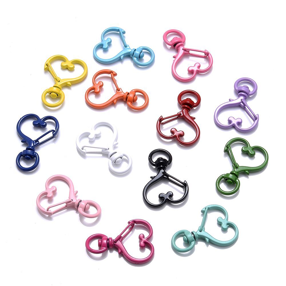 Heart Keychains Lobster Clasps - 24x34mm Keyring Hook Clasp Jewelry ...
