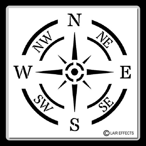 Compass Face STENCIL Nautical/North South East West Travel/Sport - In 3 ...