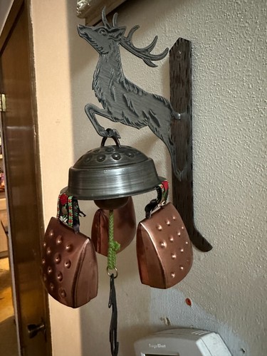 Vintage 1980s WESTERN GERMANY Hanging Copper Bell Wind Chimes w/Deer ...