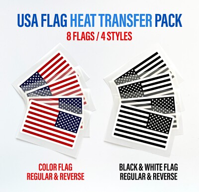 USA Flag Heat Transfer 8-Pack | eBay
