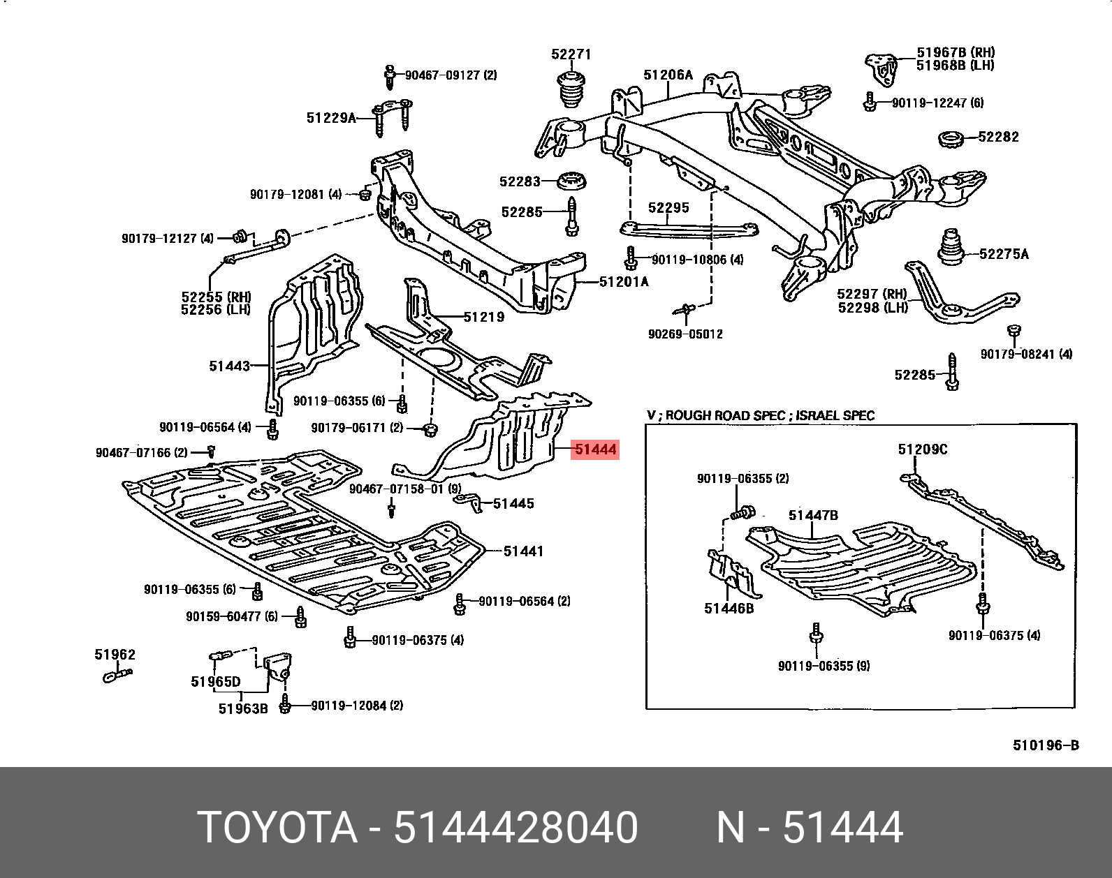 Genuine OE cover, engine under, rear left, 5144428040 for TOYOTA 51444 ...