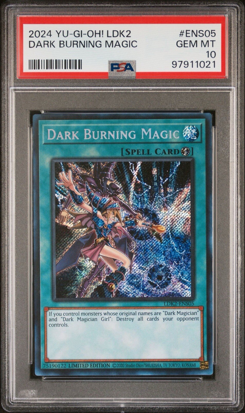 2024 YuGiOh! LDK2 Dark Burning Magic SECRET RARE PSA 10 GEM LIMITED ED ...