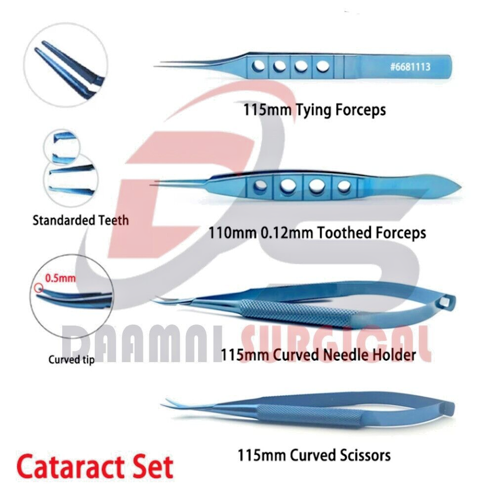 Titanium Eye Cataract kit Ophthalmic Surgery Set With Sterilizing Case ...