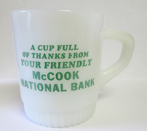 VINTAGE FIRE KING ADVERTISING MUG McCOOK NATIONAL BANK NEBRASKA | eBay