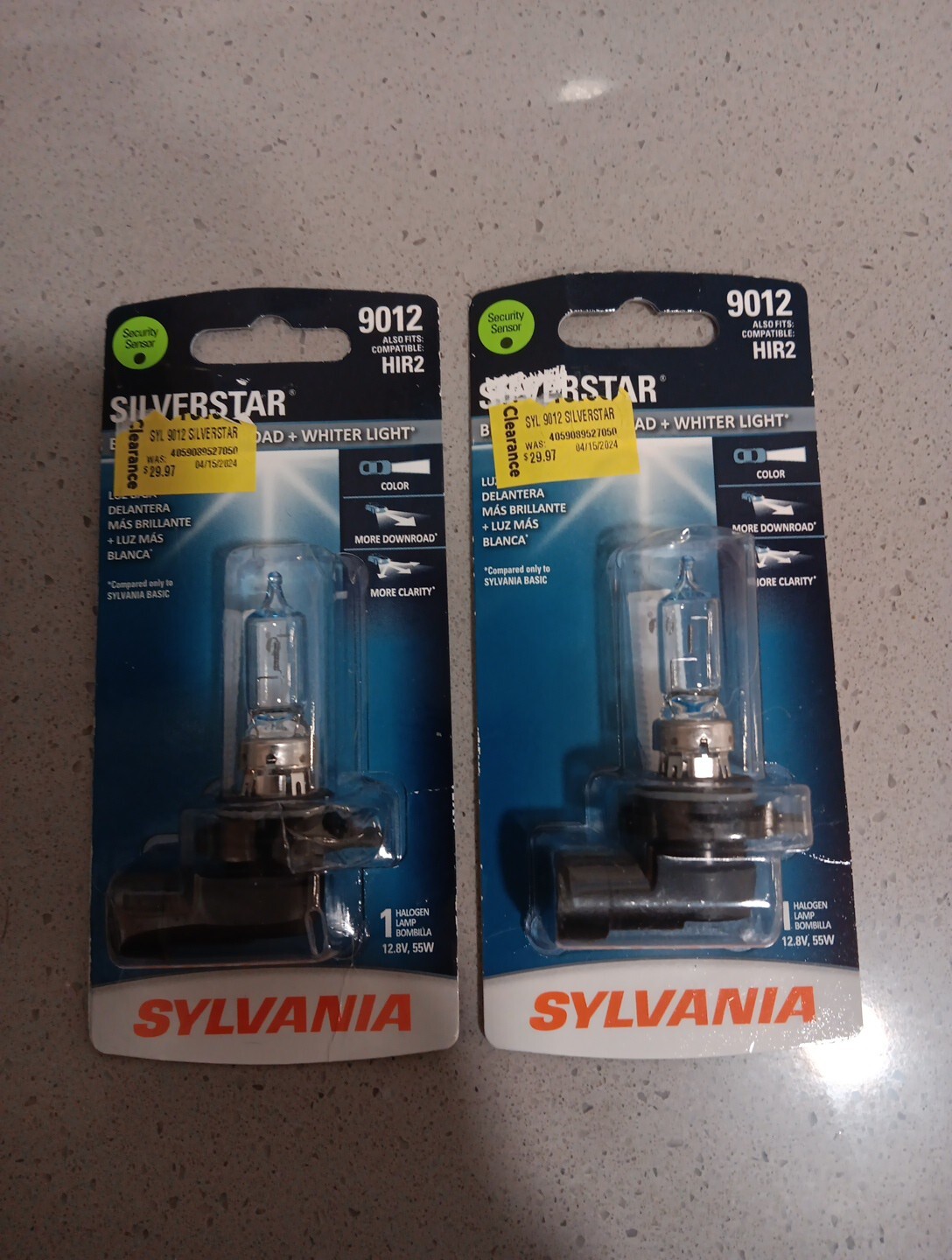Lot of 2 NEW SYLVANIA 9012 SilverStar High Performance Halogen ...