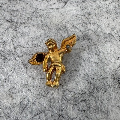 Vintage Cathedral Art Angel on My Shoulder Pin Gold Tone Guardian Angel ...