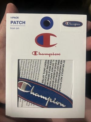 Champion Iron-On Patch 1-Pack Blue Logo Brand New 1 Pack 3.5” x 1.0” | eBay