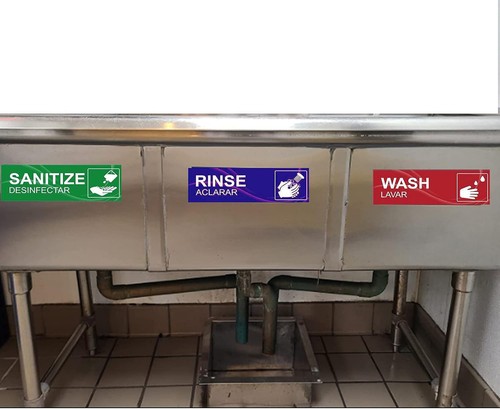 4 Pack Waterproof Wash Rinse Sanitize Sink Labels With Spanish ...
