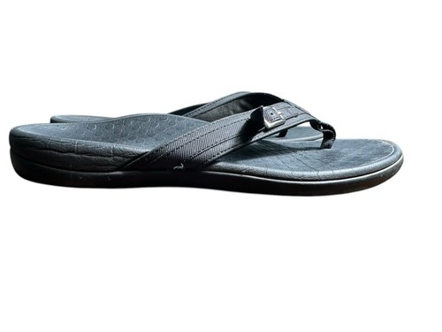 Vionic Tide II Flip Flop Thong Sandals Black Faux Buckle Orthotic Size ...