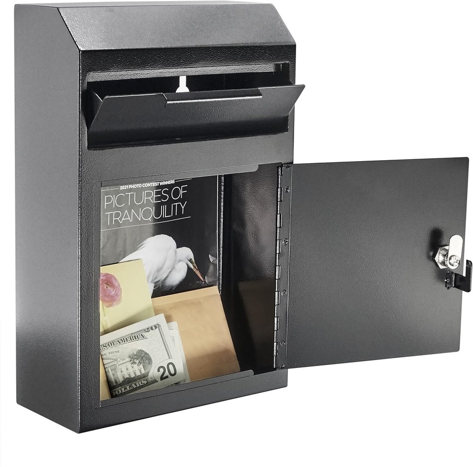 Key Drop Box Locking Mailbox Anti-Theft Dropbox for Money Rents ...