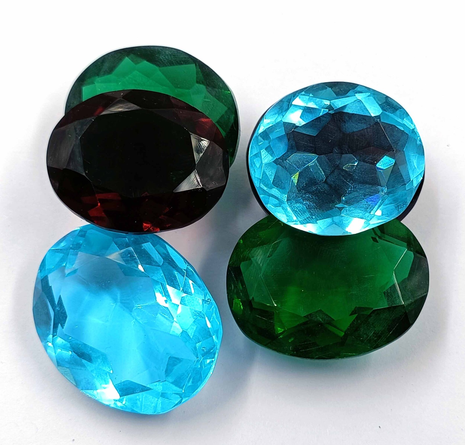 500Ct Green Moldavite, Blue Aquamarine, Purple Amethyst Oval Shape ...