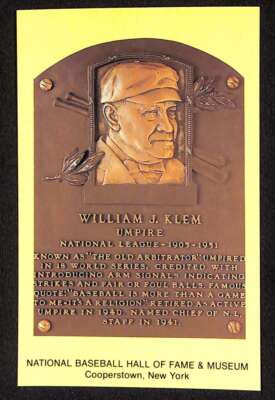 1964-Date Hall of Fame Plaque William Klem HOF Cooperstown NM Yellow ...