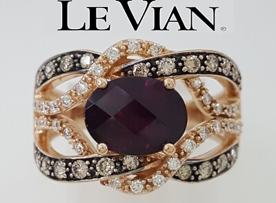 LeVian Rhodolite Garnet Nude Chocolate Diamond Ring 0.5 ct 14K ...