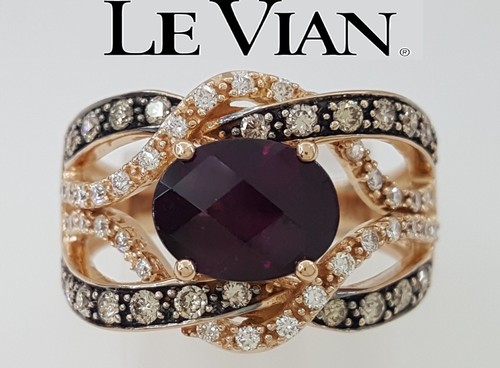 LeVian Rhodolite Garnet Nude Chocolate Diamond Ring 0.5 ct 14K ...
