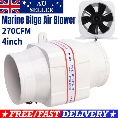 12V 4" inch 270CFM Marine Boat Electric in Line Bilge Air Blower ...
