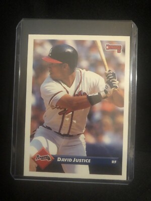 1993 David Justice Donruss #90 Baseball Card Atlanta Braves Halle Berry ...