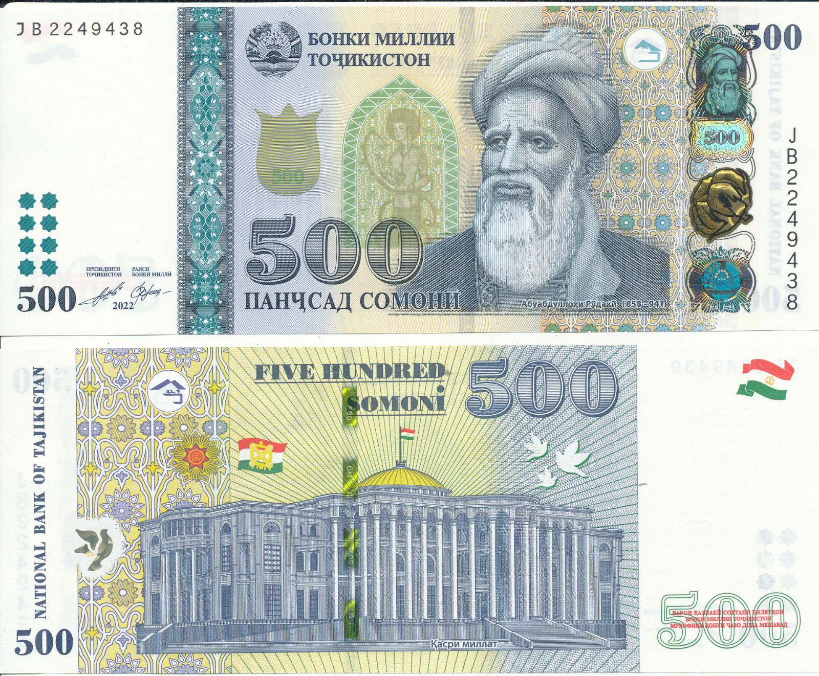 Tajikistan / Tadschikistan [55] - 500 Somoni 2022 UNC - Pick 22d | eBay