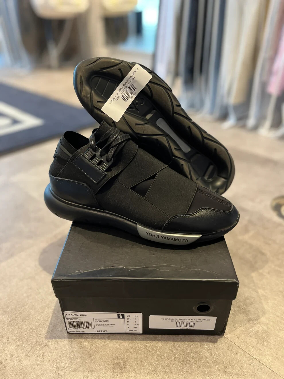 Used Y-3 Qasa High Triple Black S83173 Size 10.5 SHIP… - Gem