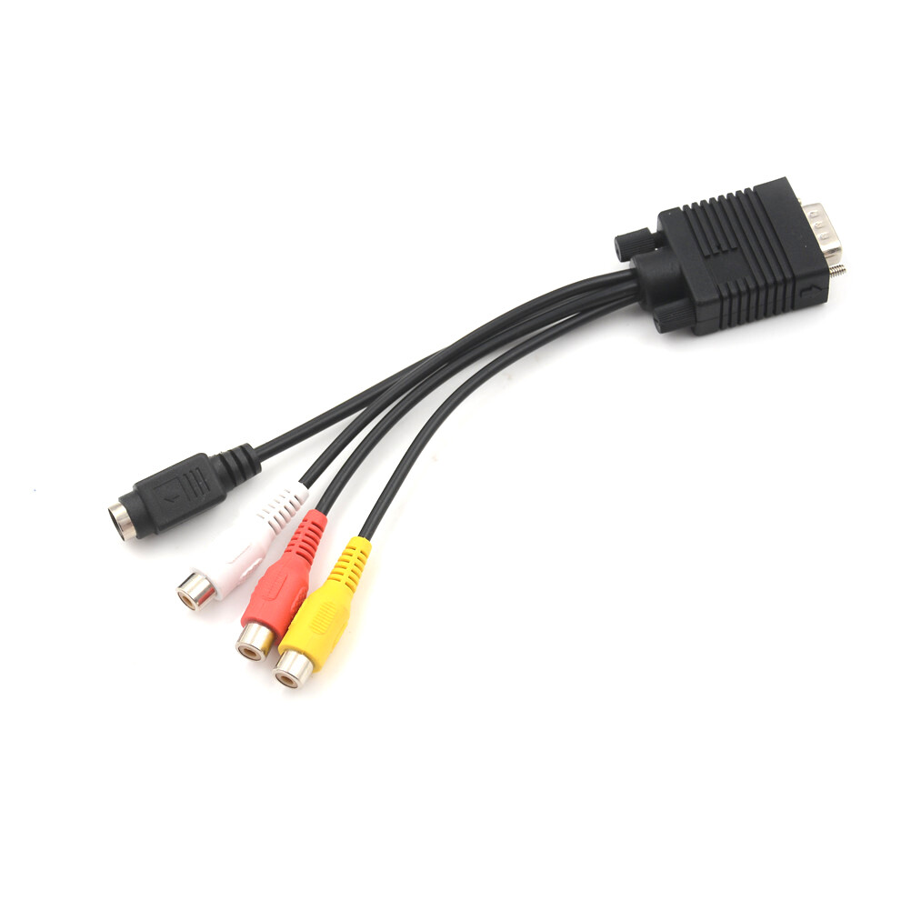 Video Cable Laptop PC HDTV Connector VGA Male to S-Video 3 RCA Jack ...