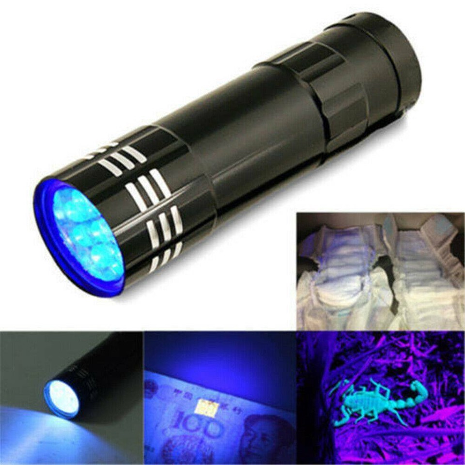 UV Ultra Violet 9 LED Flashlight Blacklight Light 395-nM Inspection ...