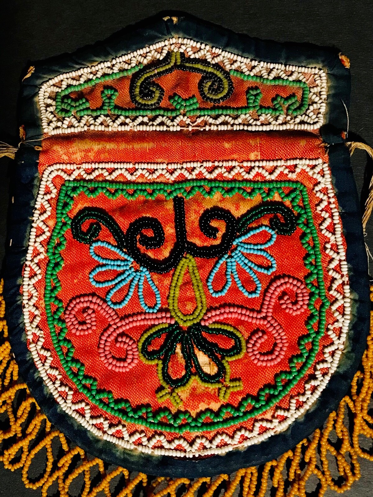 AWESOME 19th C SENECA / MICMAC BEADED BAG,INCREDIBLE SEED BEAD DESIGN ...