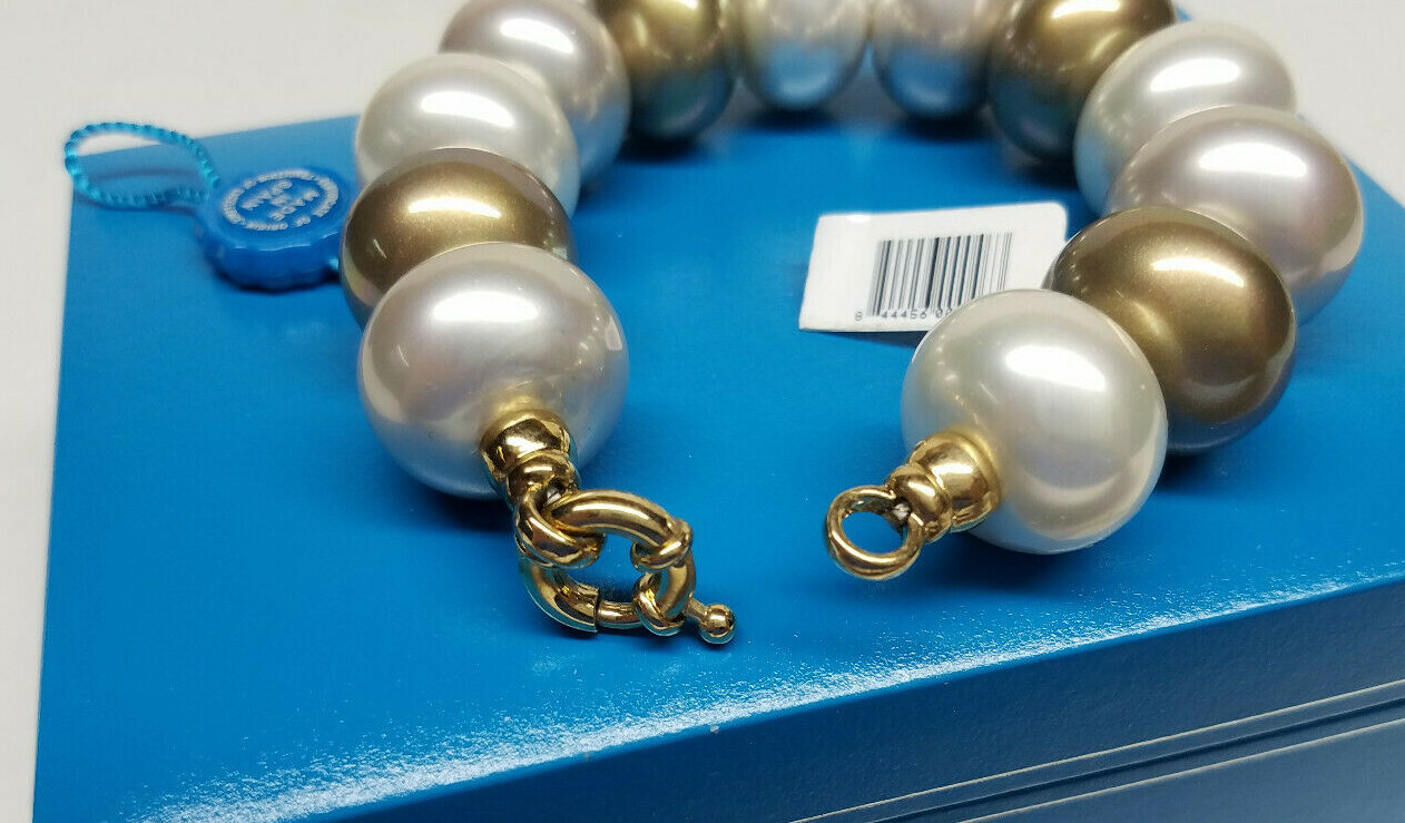 GORGEOUS JOIA De MAJORCA BIG PEARL 20 mm GOLD VERMEIL LADY BRACELET 8 ...
