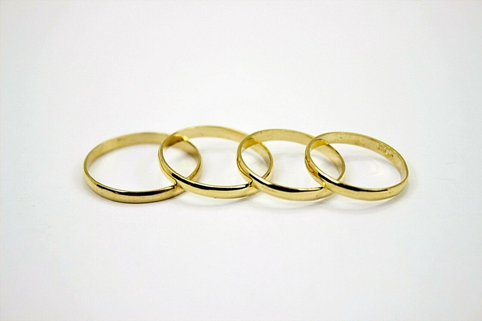 2mm 10K Solid Yellow Gold Plain Knuckle Band Simple Ring Women Sizes 2 ...