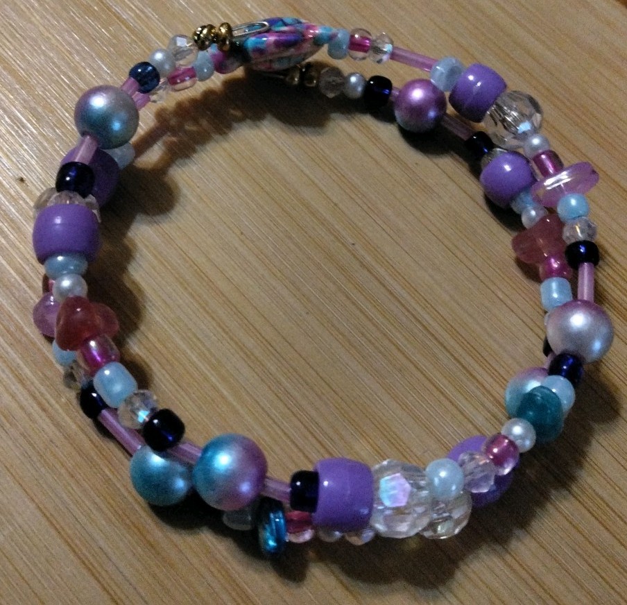 Handmade 14 in Wrap Bracelet-Plastic, Glass, Stone-Stone Turtle Beaded ...